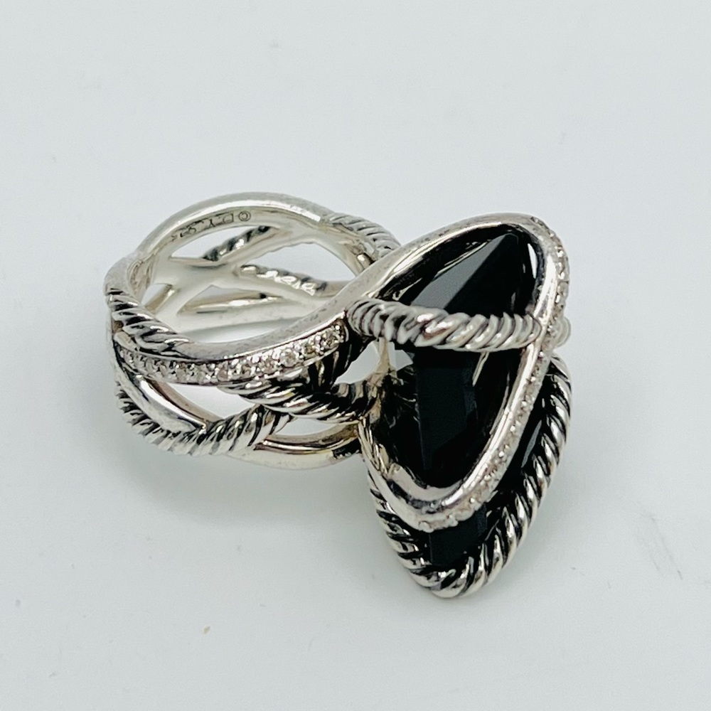 David Yurman Black Onyx Diamond Cable Wrap Ring - Gem